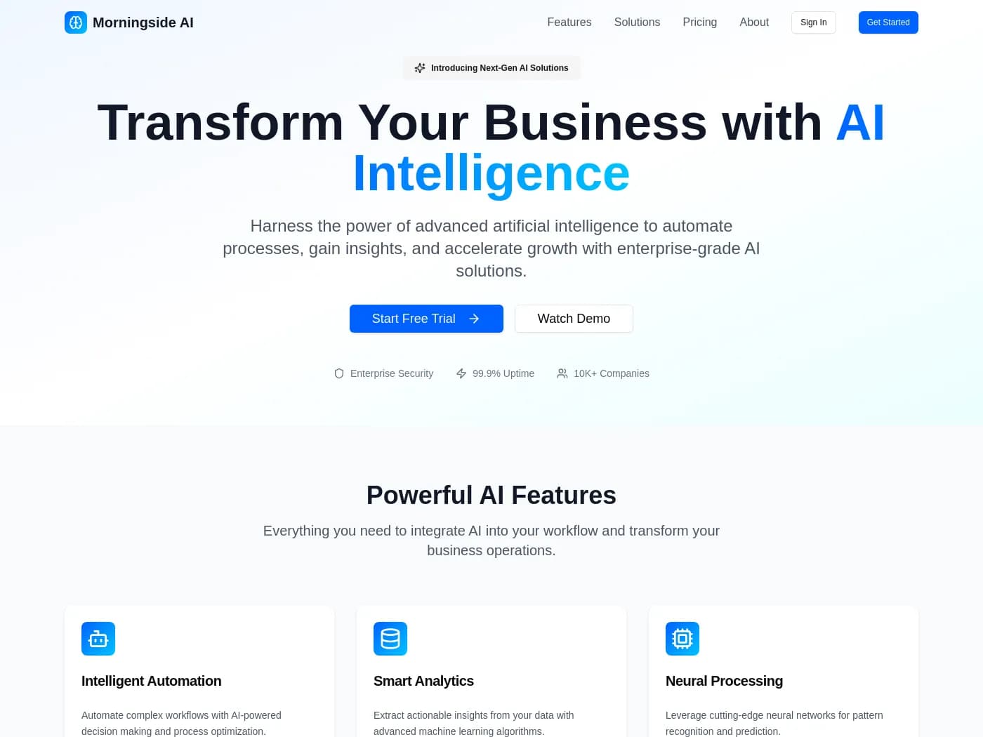 Morningside AI Landing Page Clone
