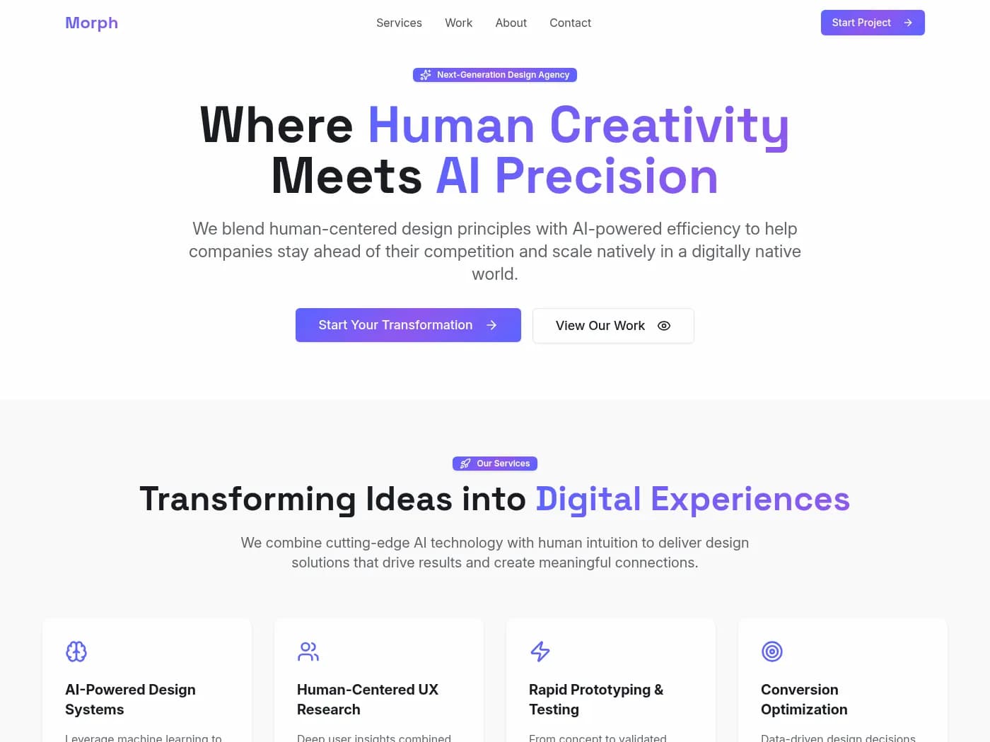 Morph: Next-Gen Digital Design Agency Website