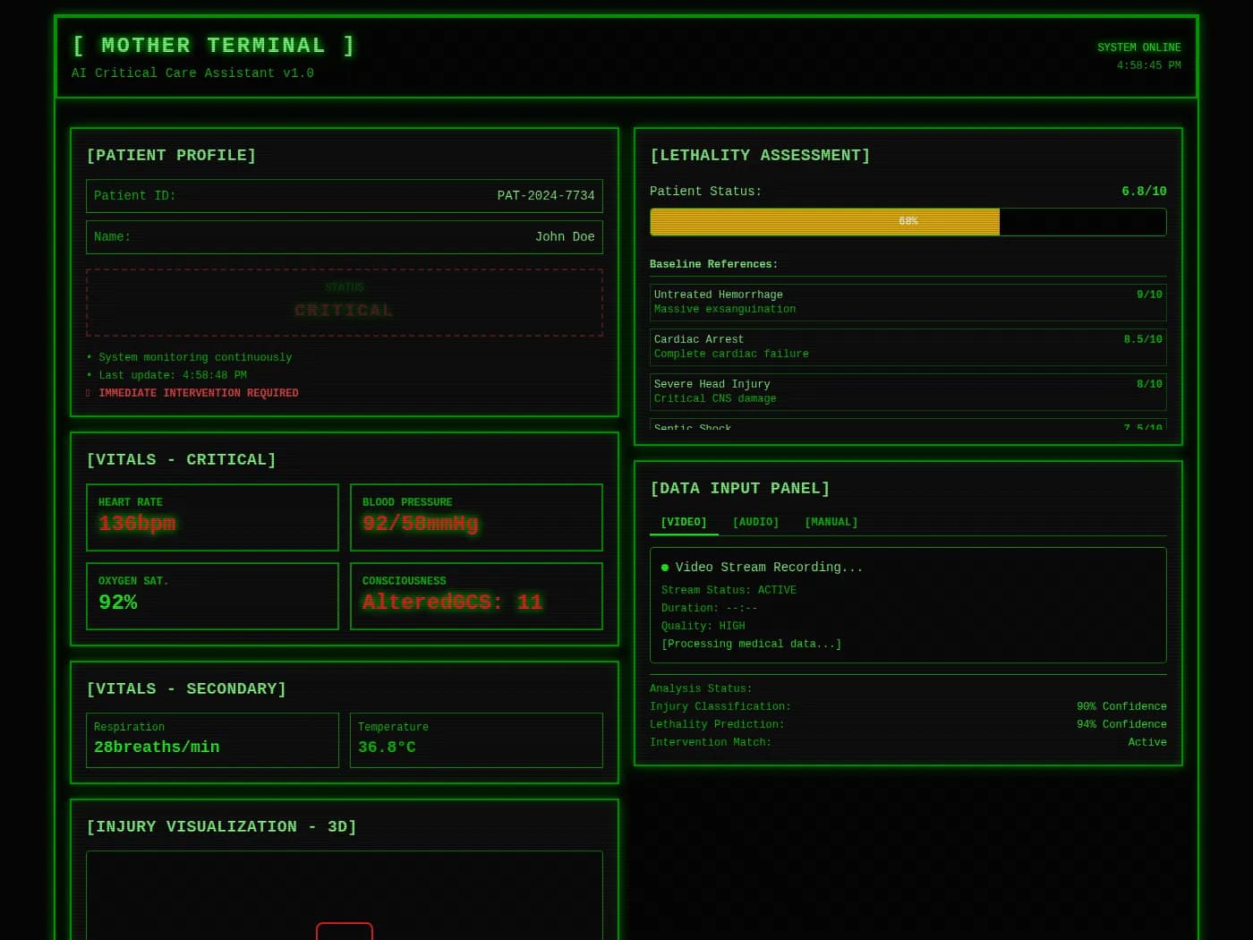 MOTHER Terminal: AI Critical Care Assistant