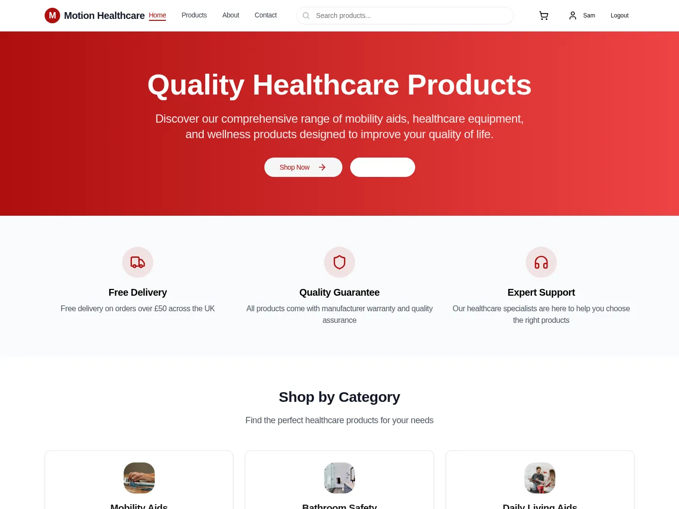 Motion Healthcare E-Commerce Platform