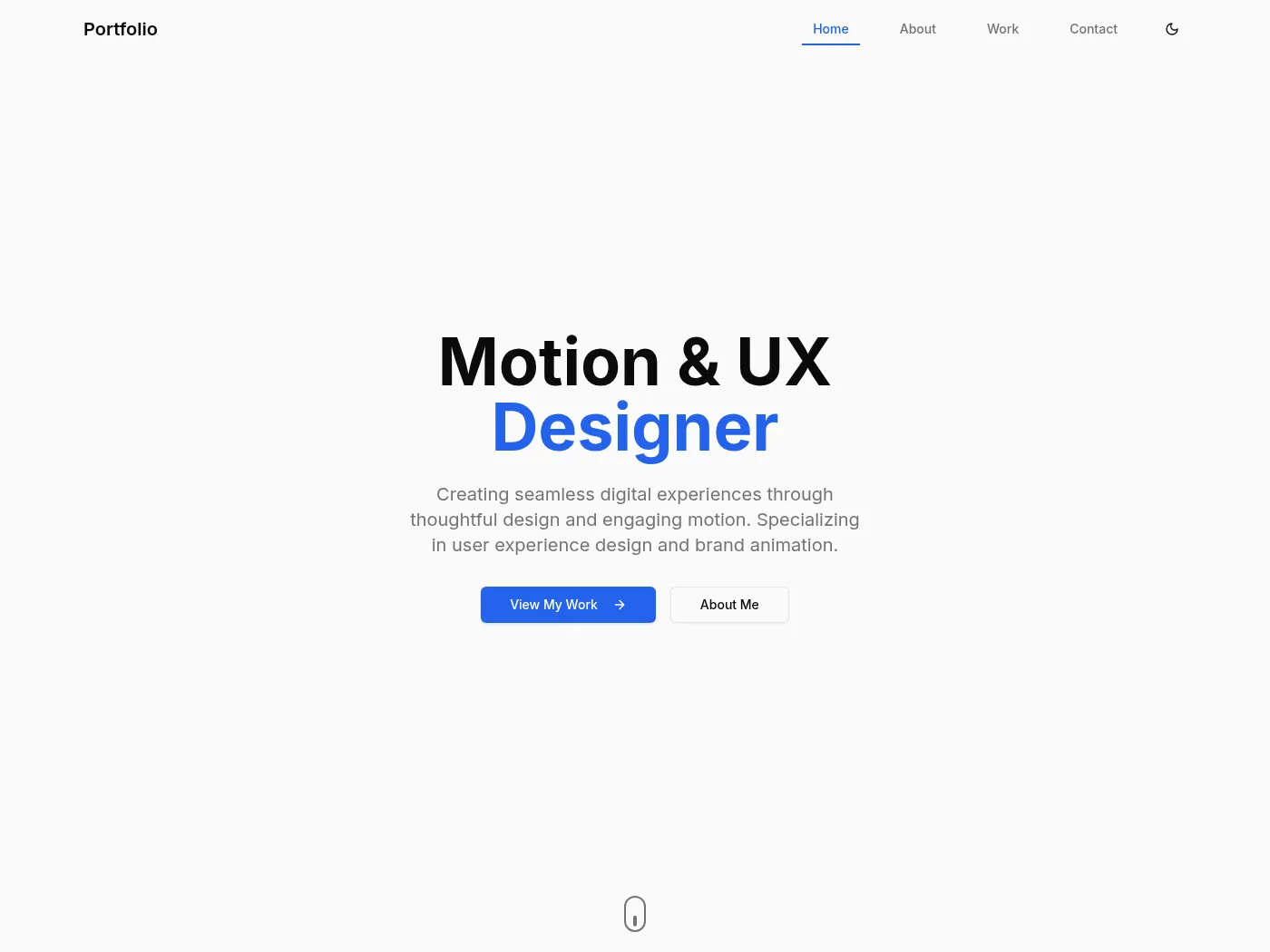 Motion & UX Designer Professional Portfolio Website