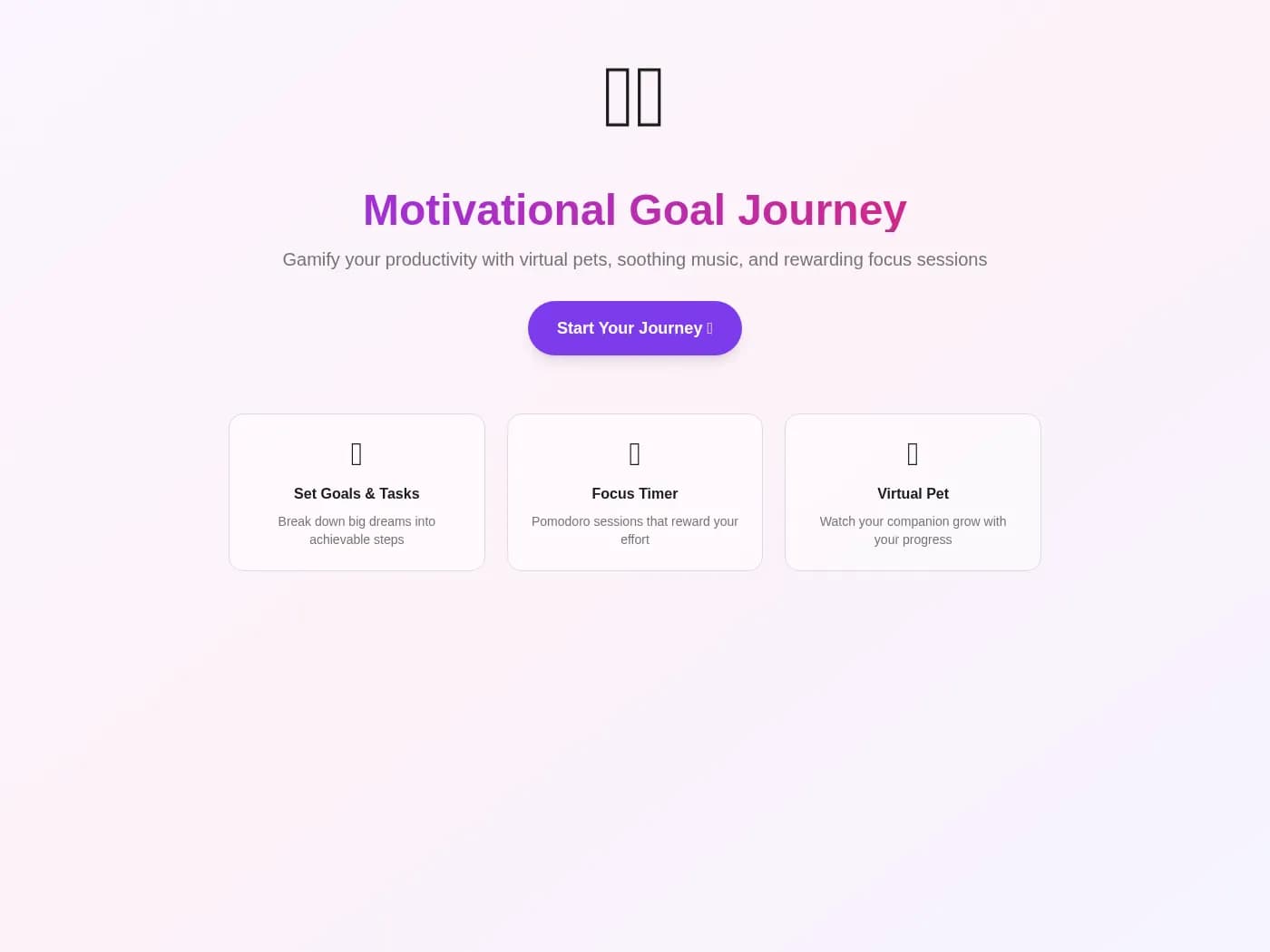 Motivational Goal Journey: Focus & Productivity App