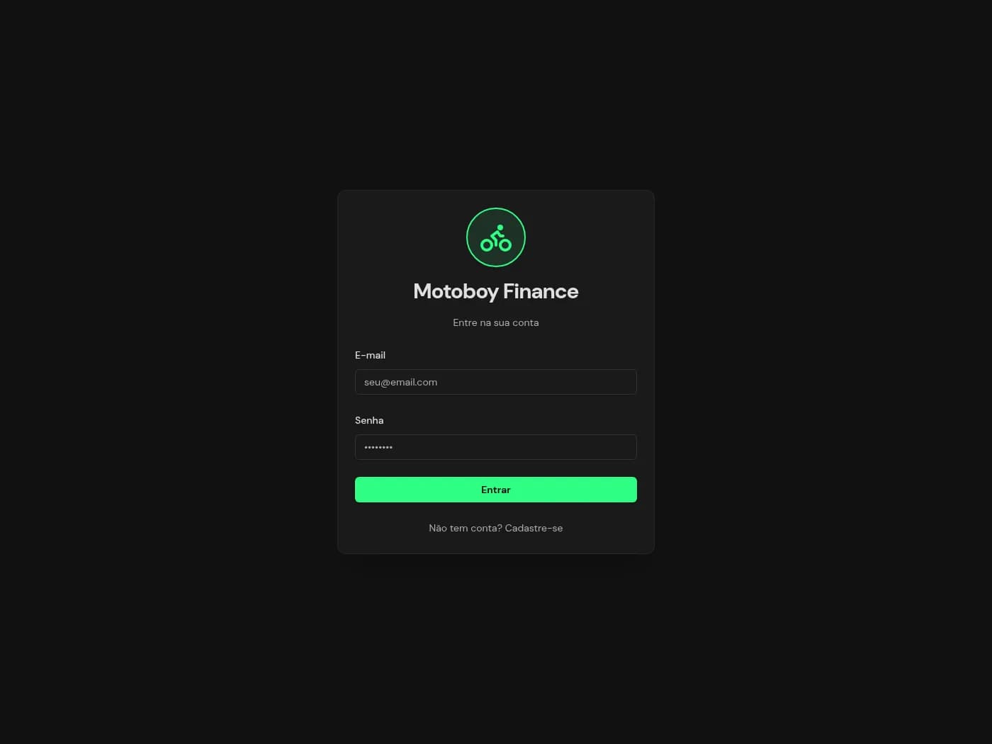 Motoboy Finance – Dark Mode Dashboard & Management App