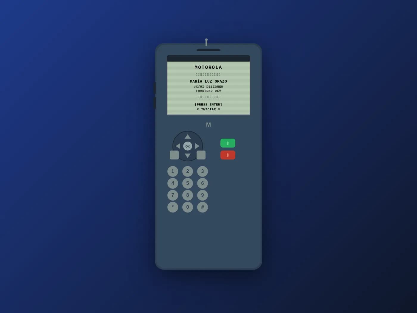 Motorola C115 Retro Interactive Portfolio for María Luz Opazo