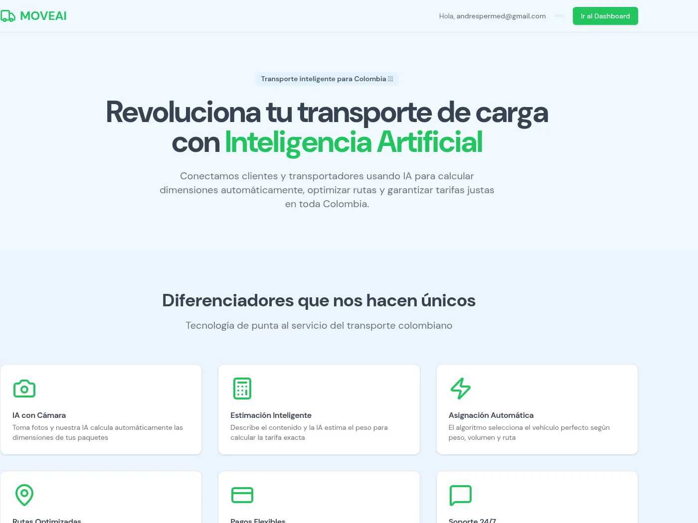 MOVEAI: Plataforma Inteligente para Transporte de Carga Urbano y Nacional en Colombia