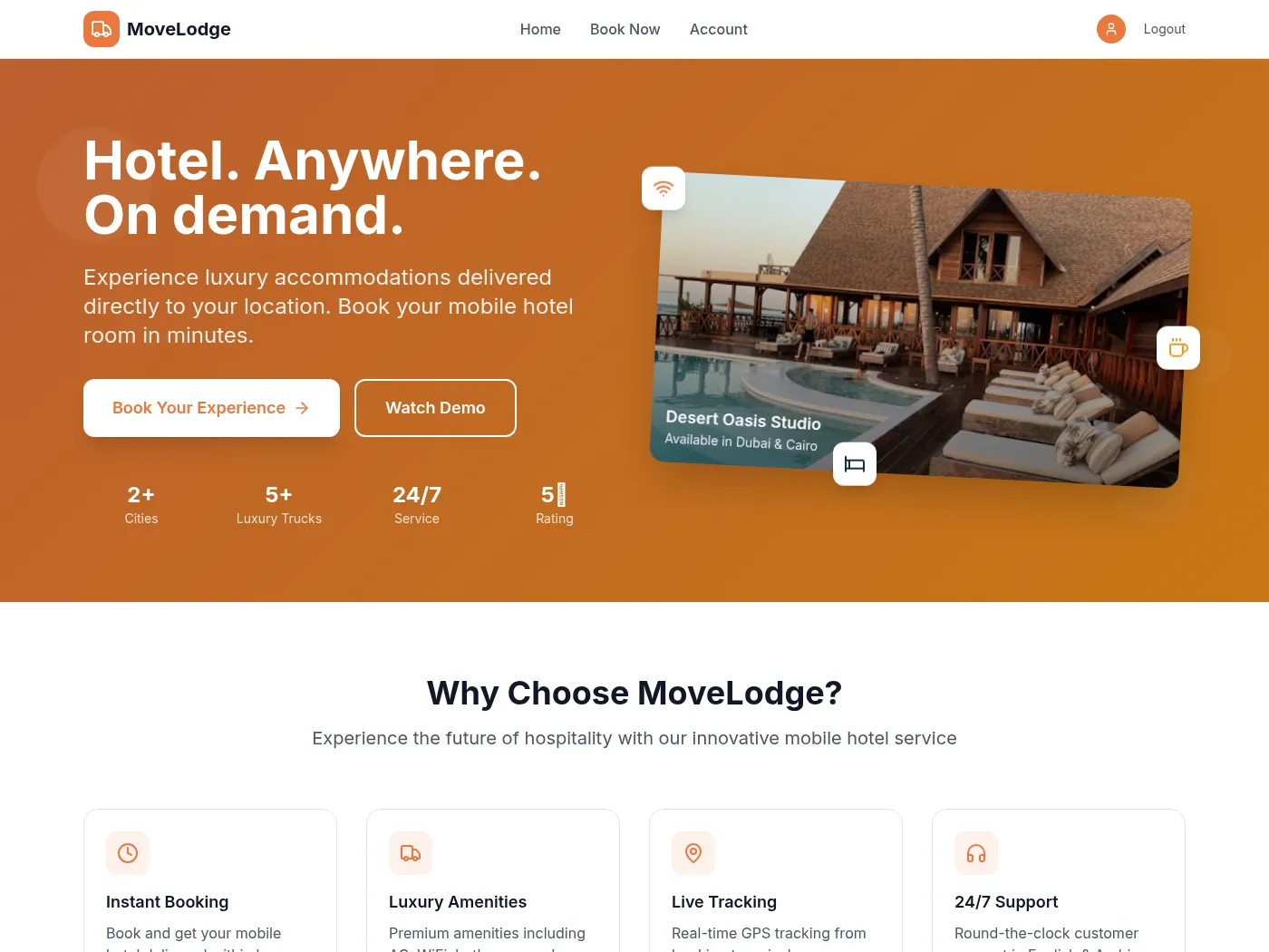 MoveLodge: On-Demand Hotel Truck Booking Platform for UAE & Egypt