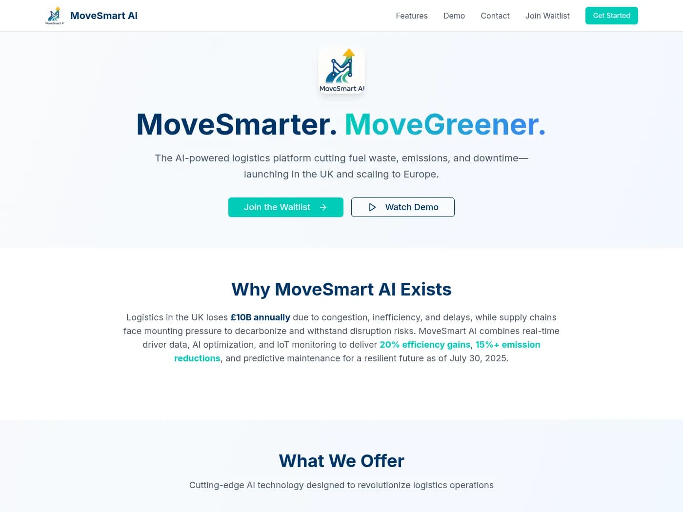 MoveSmart AI Logistics Platform Website