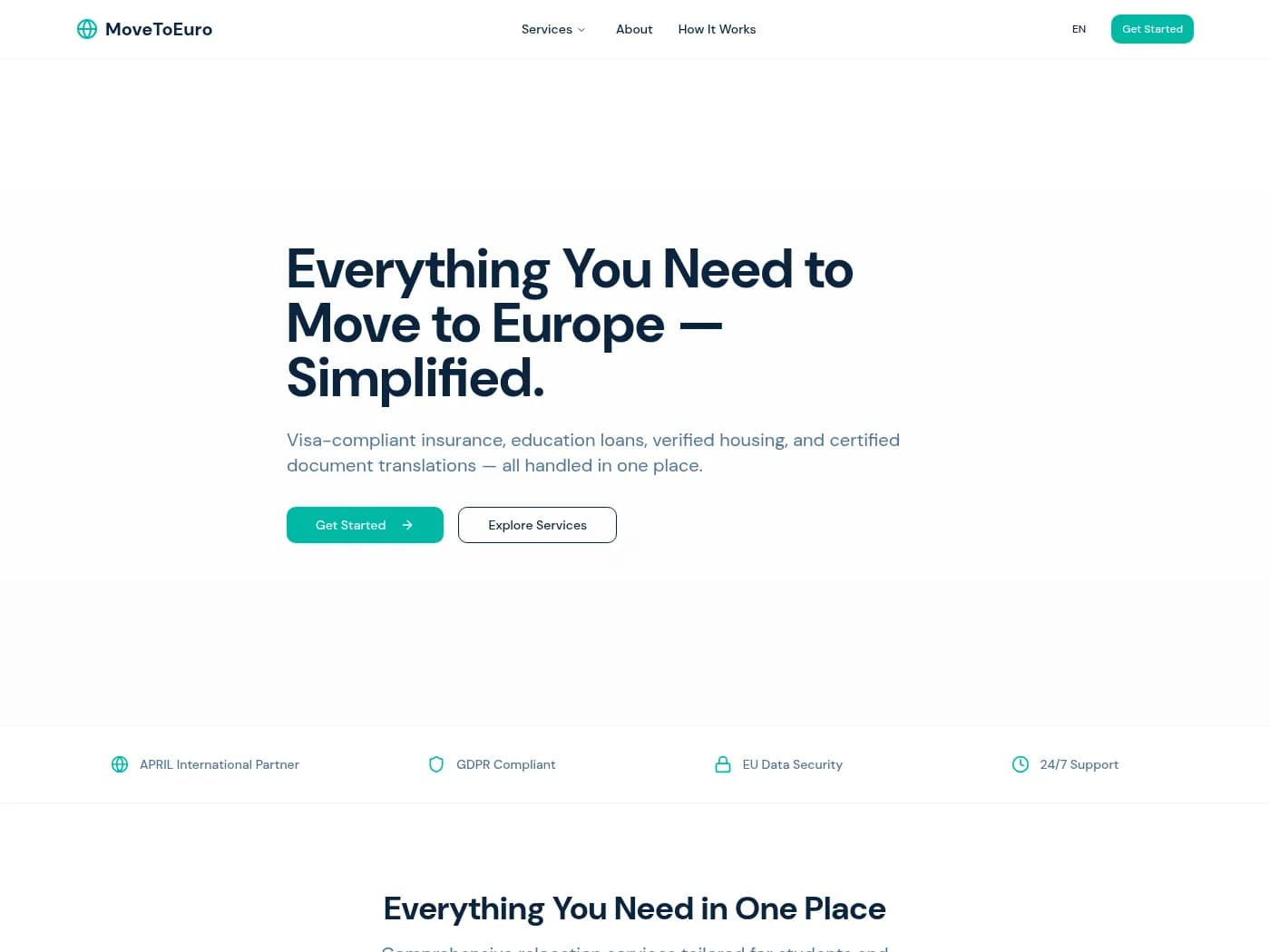 MoveToEuro – Integrated Relocation Platform for Moving to Europe