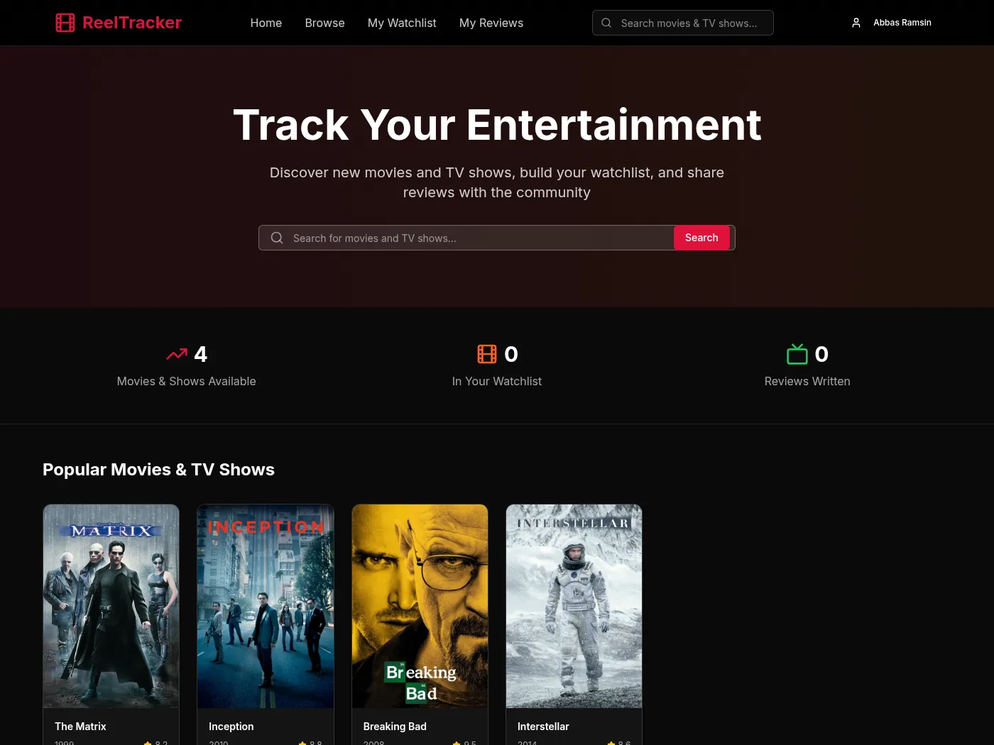 Movie & TV Show Watchlist and Review Platform