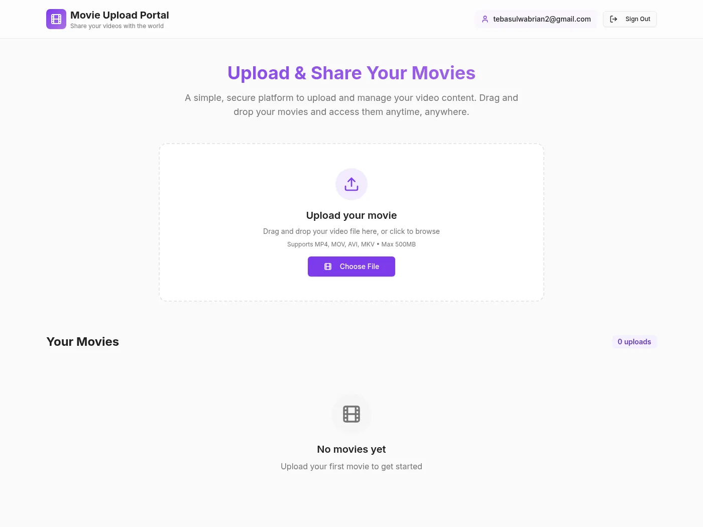 Movie Upload Web Portal