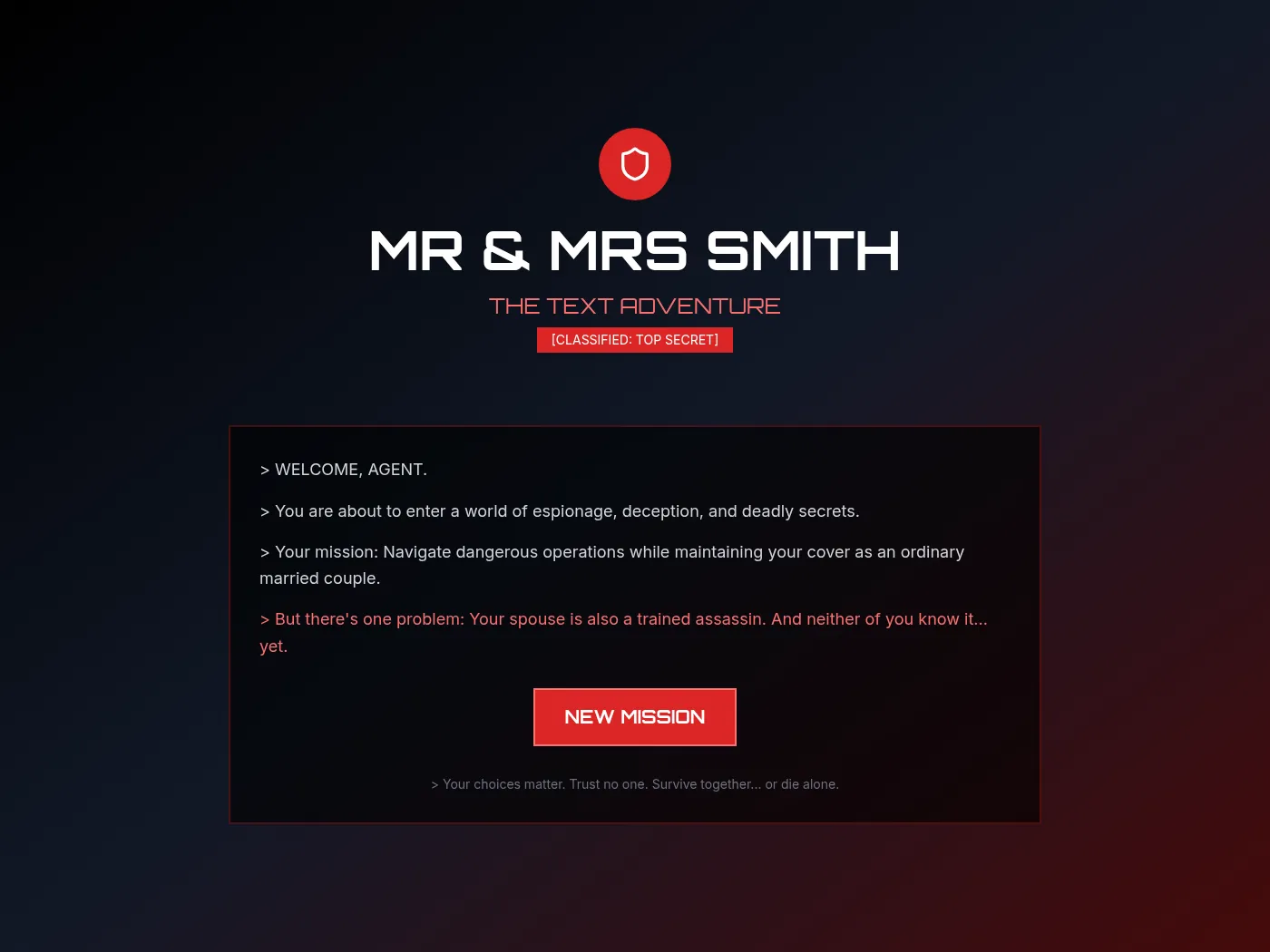 Mr and Mrs Smith: The Text Adventure