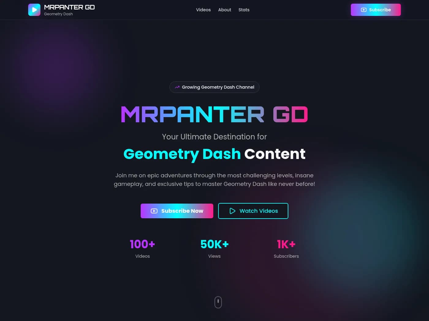 MRPANTER GD: Geometry Dash Channel Website