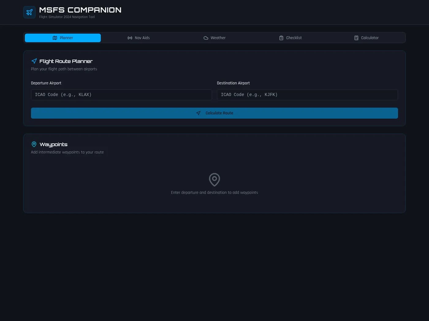 MSFS 2024 Aviation Companion Tool