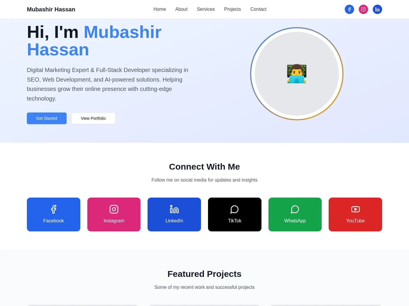 Mubashir Hassan Personal Website Clone