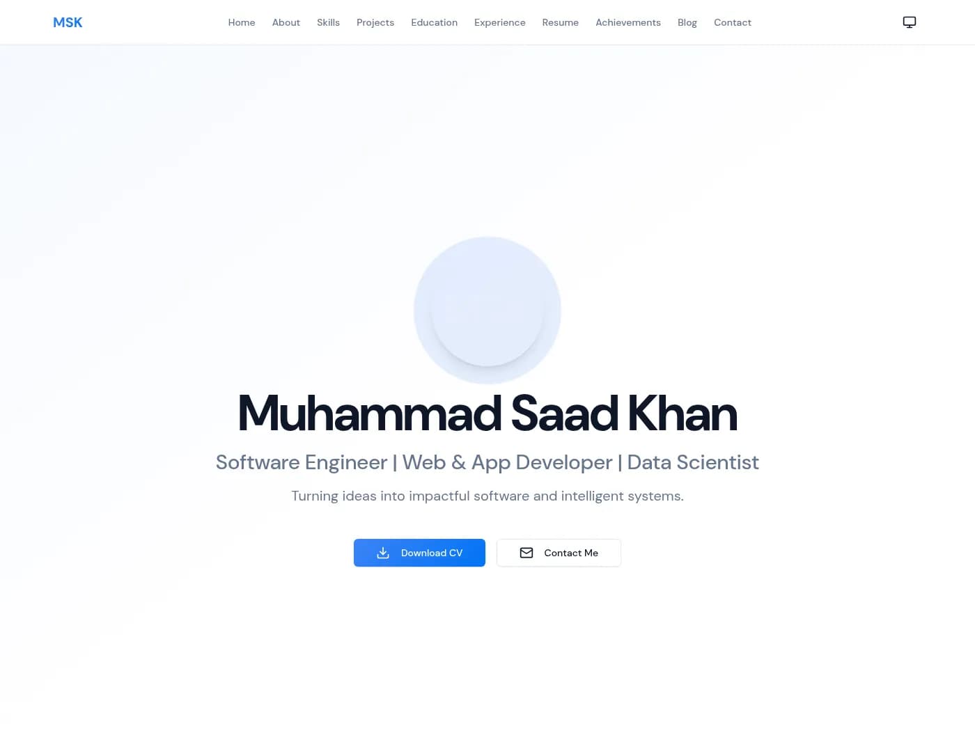 Muhammad Saad Khan – Elegant Tech Portfolio & CV Website
