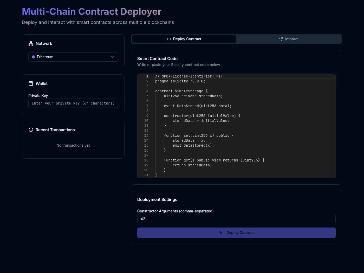 Multi-Chain Smart Contract Deployer & Interactor Web App