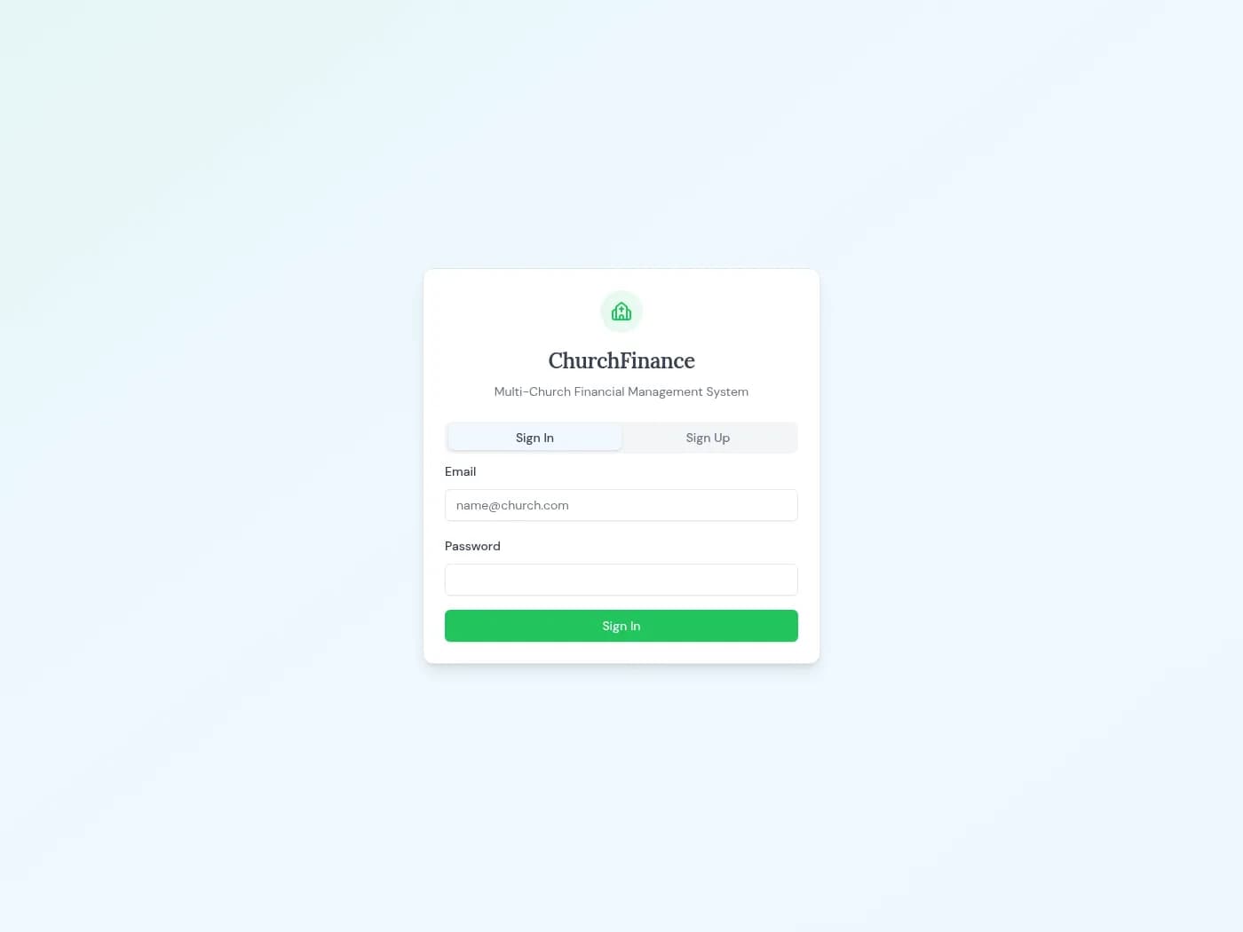 Multi-Church Financial Management Web App