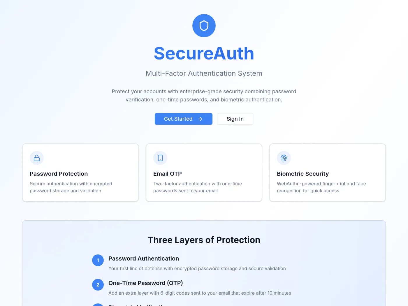 Multi-Factor Authentication System with Password, OTP, and Biometrics