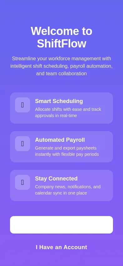 Multi-Organisation Shift & Payroll Platform for Android, iOS, and Web