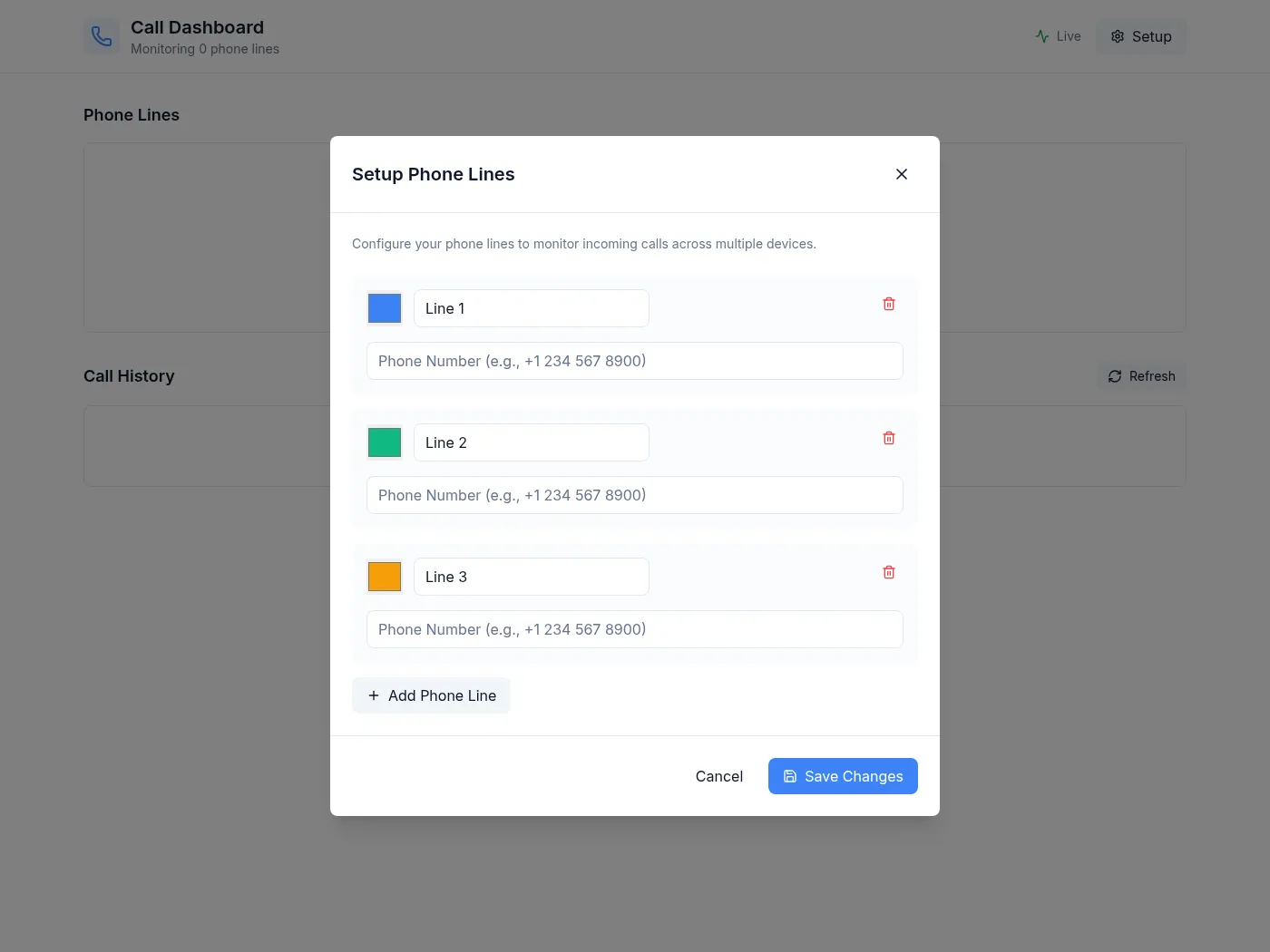 Multi-Phone Call Notification Dashboard
