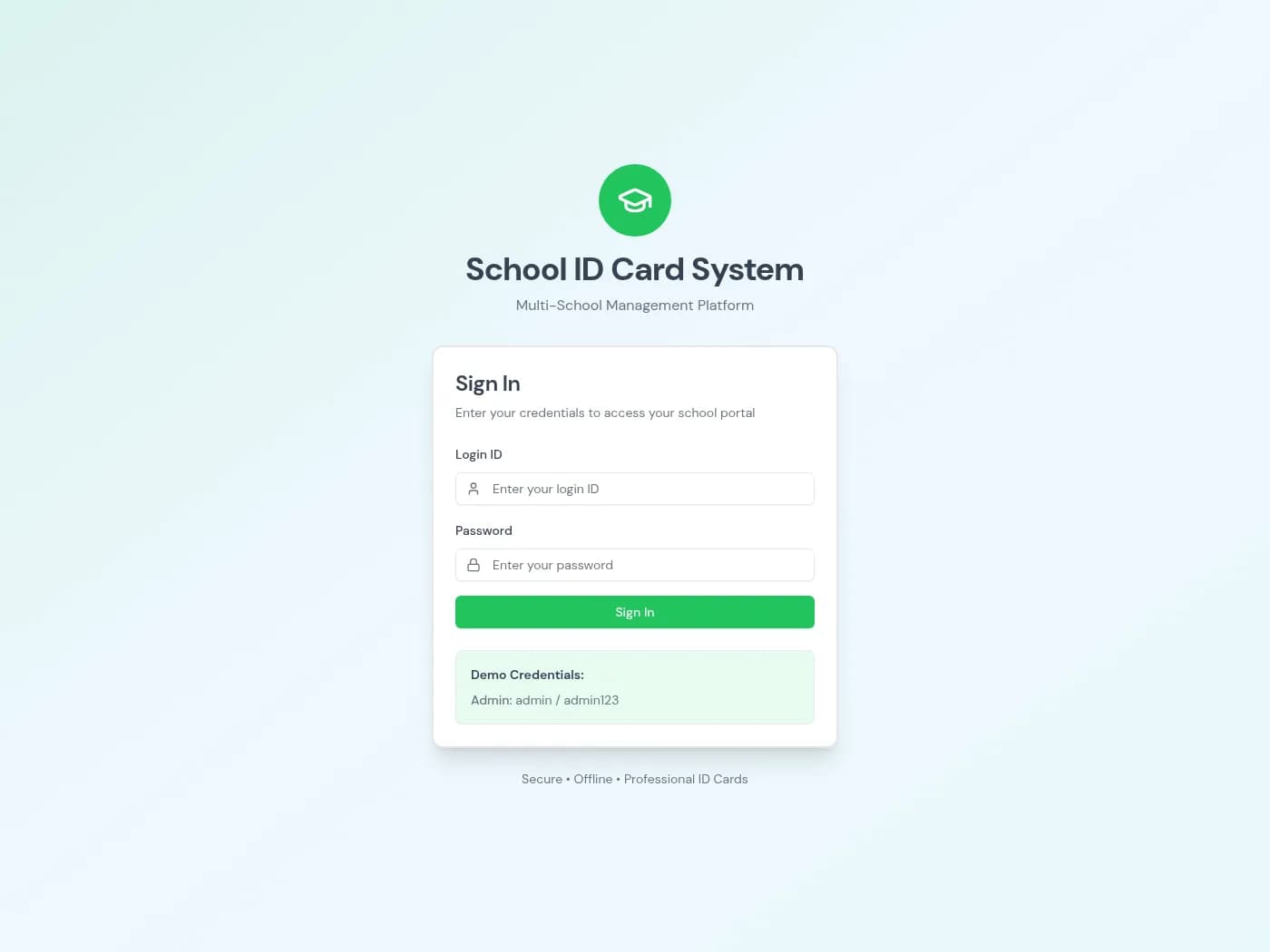 Multi-School Offline ID Card Automation Platform