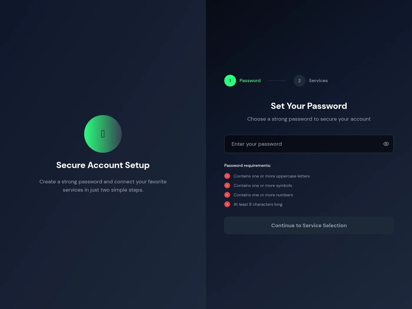 Multi-Step Password and Account Selection Form