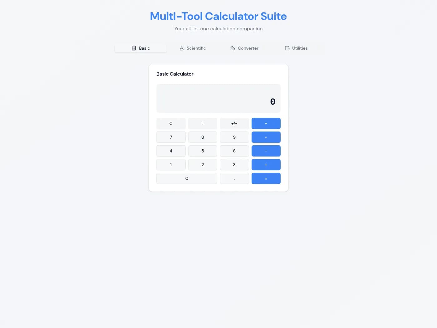 Multi-Tool Calculator Suite