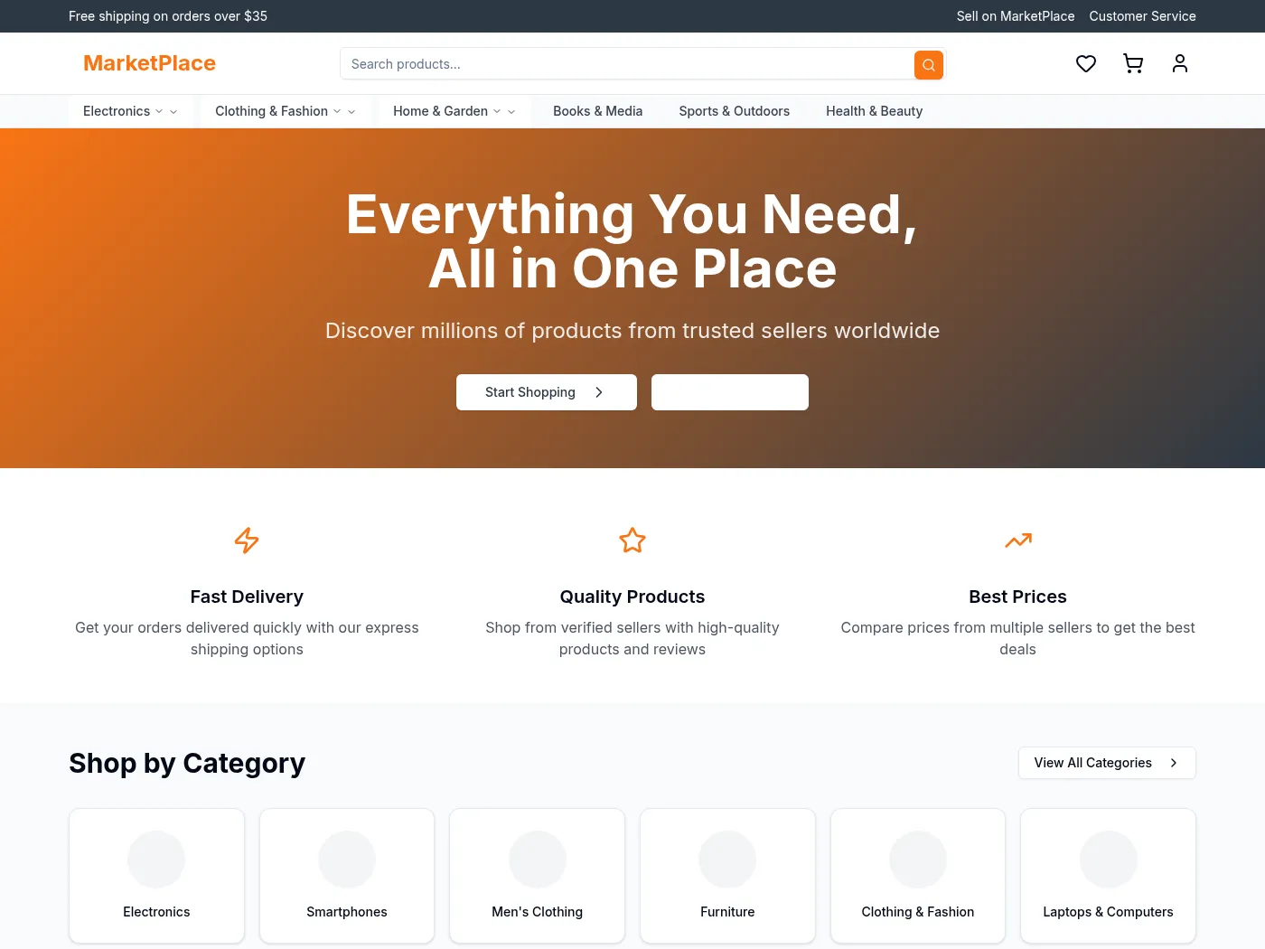 Multi-Vendor E-commerce Platform with Category Modules