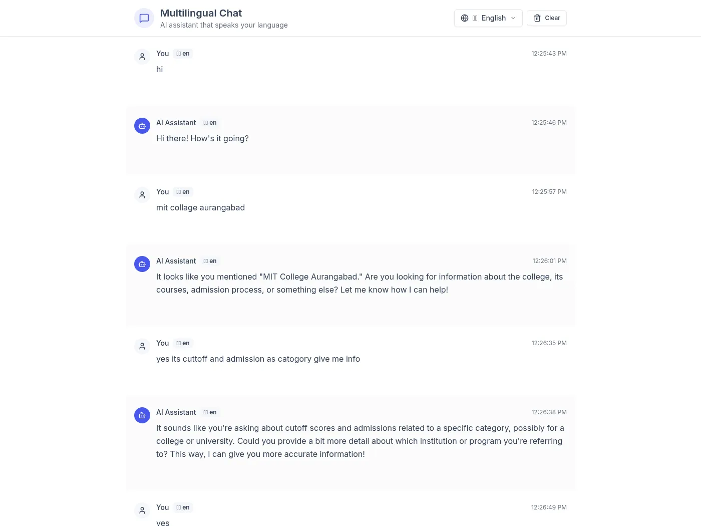 Multilanguage Chatbot Platform