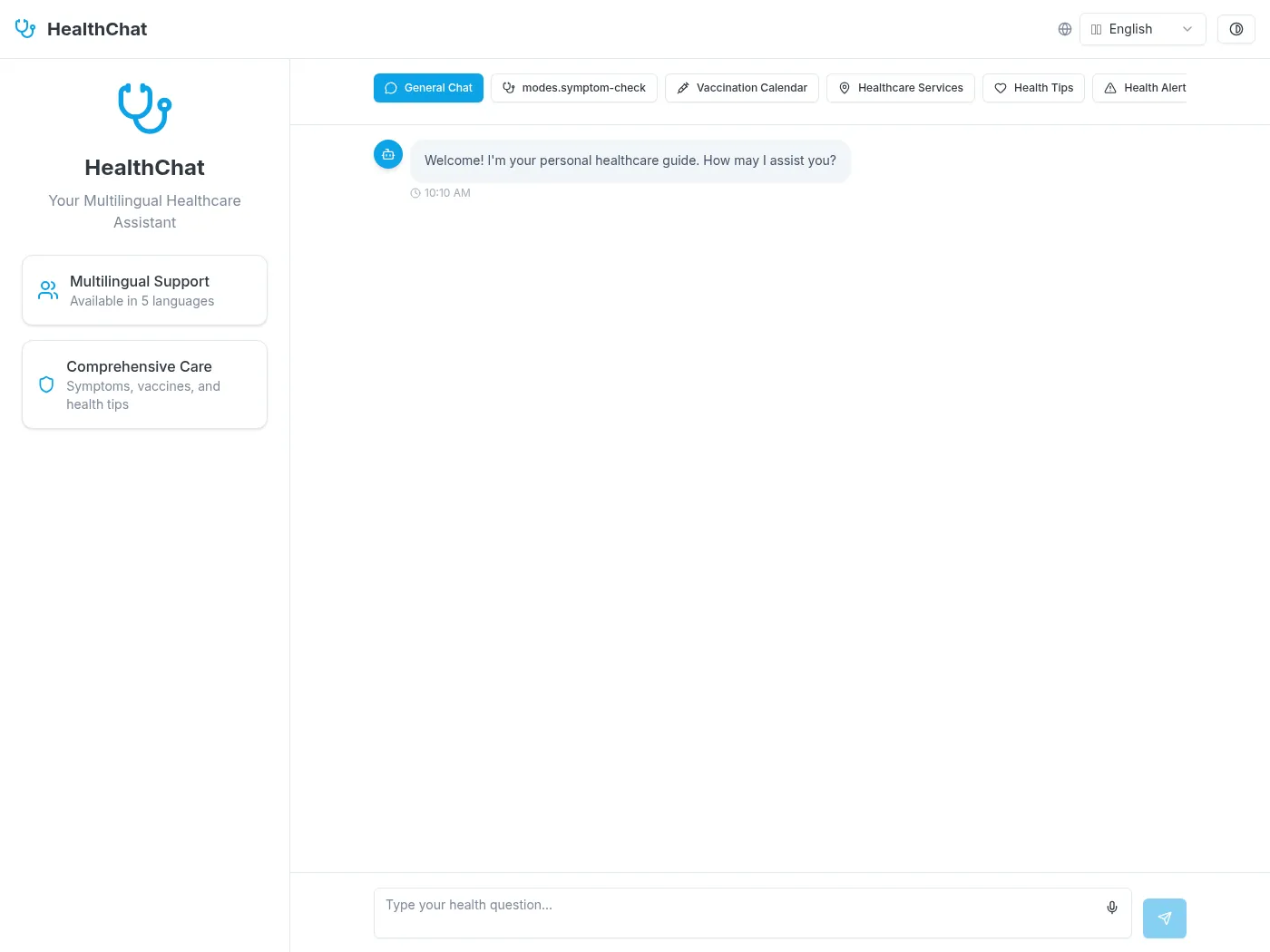 Multilingual Healthcare Chatbot Web App