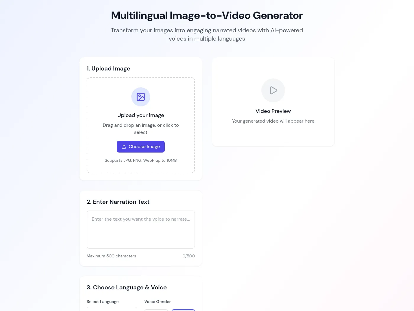 Multilingual Image-to-Video Narration Generator