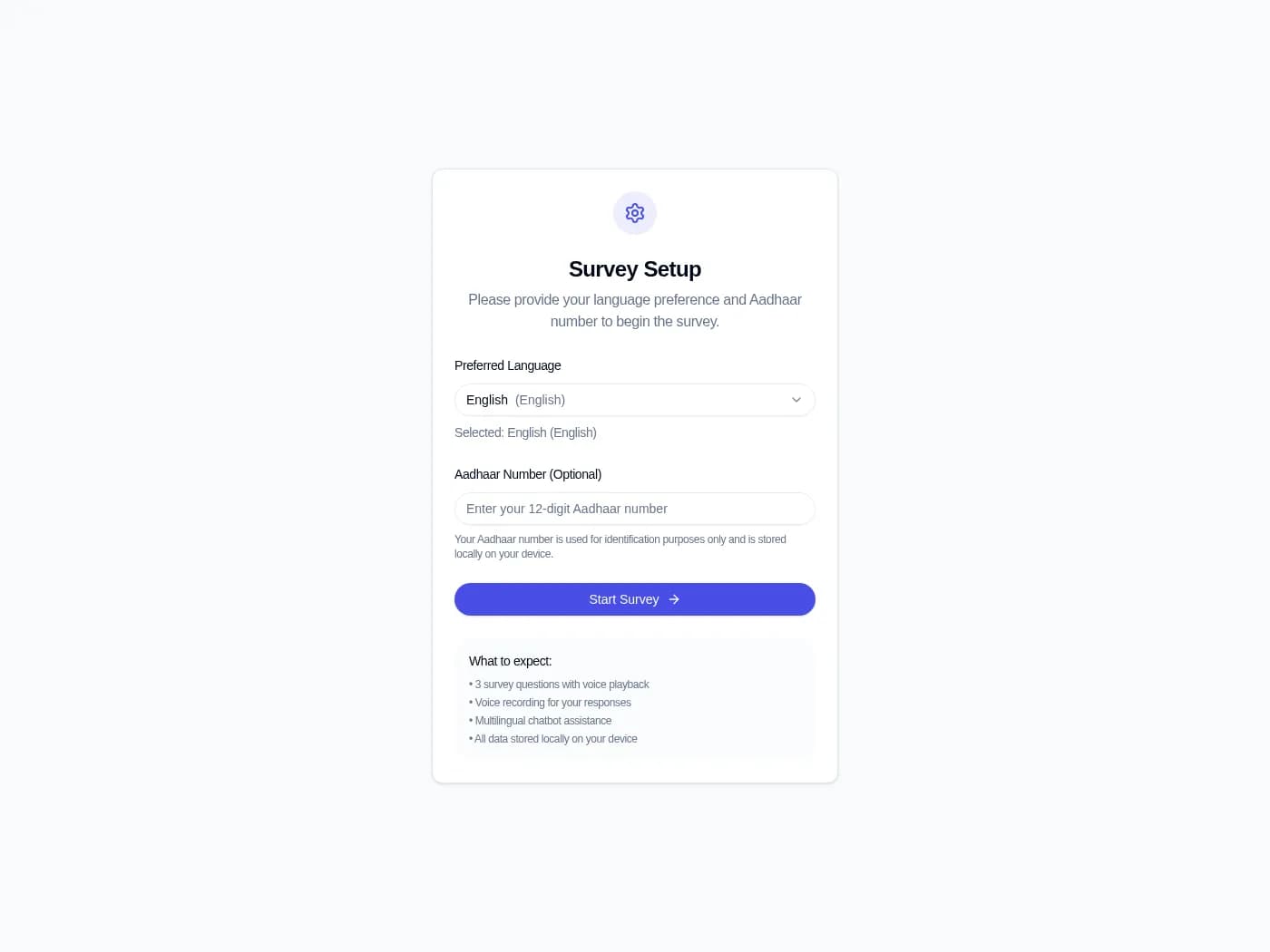 Multilingual Voice Survey with Chatbot Assistance