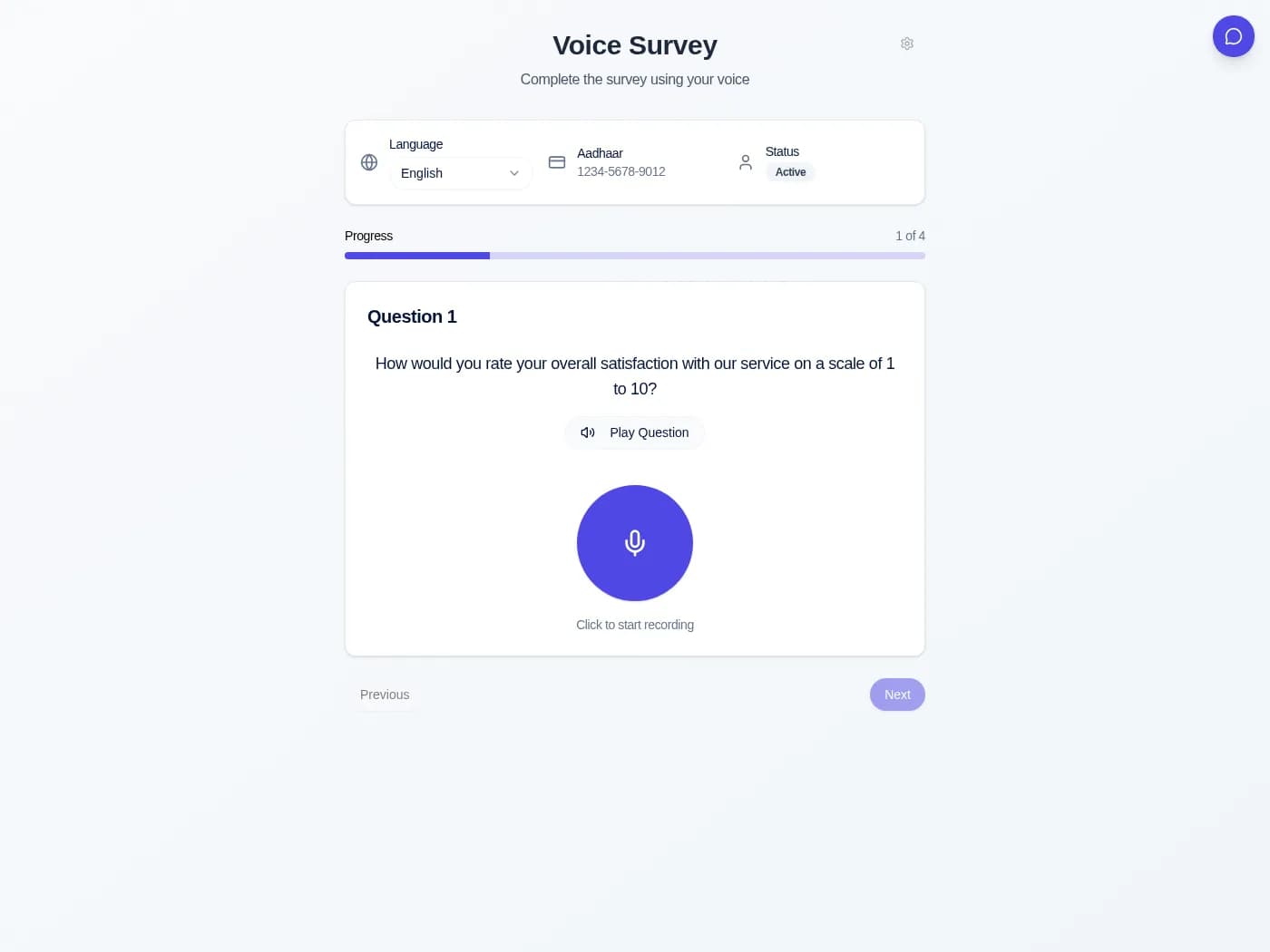 Multilingual Voice Survey with Chatbot Assistance