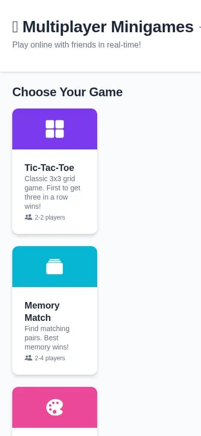 Multiplayer Minigames Mobile App