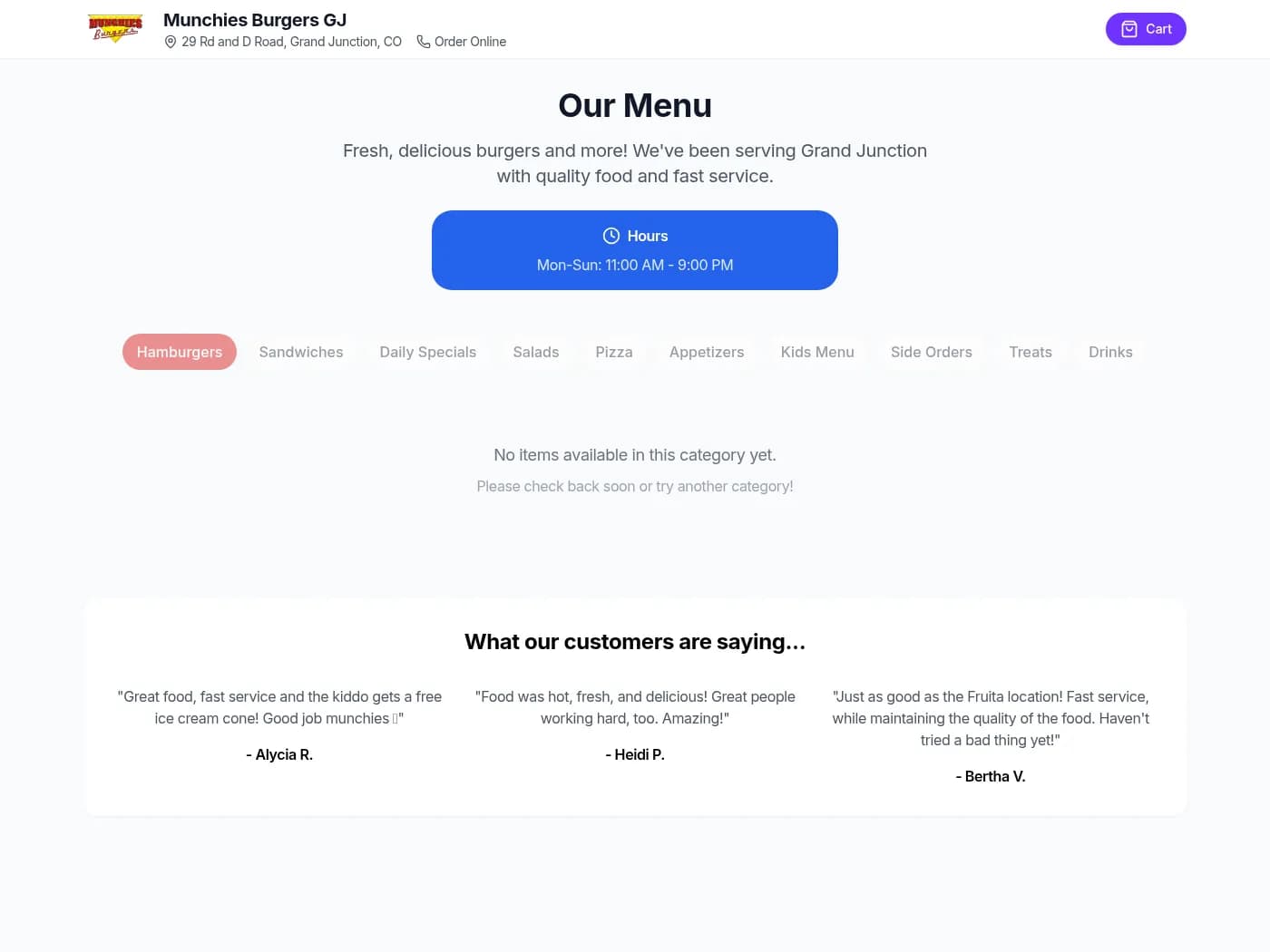 Munchies Burgers Digital Menu & Ordering