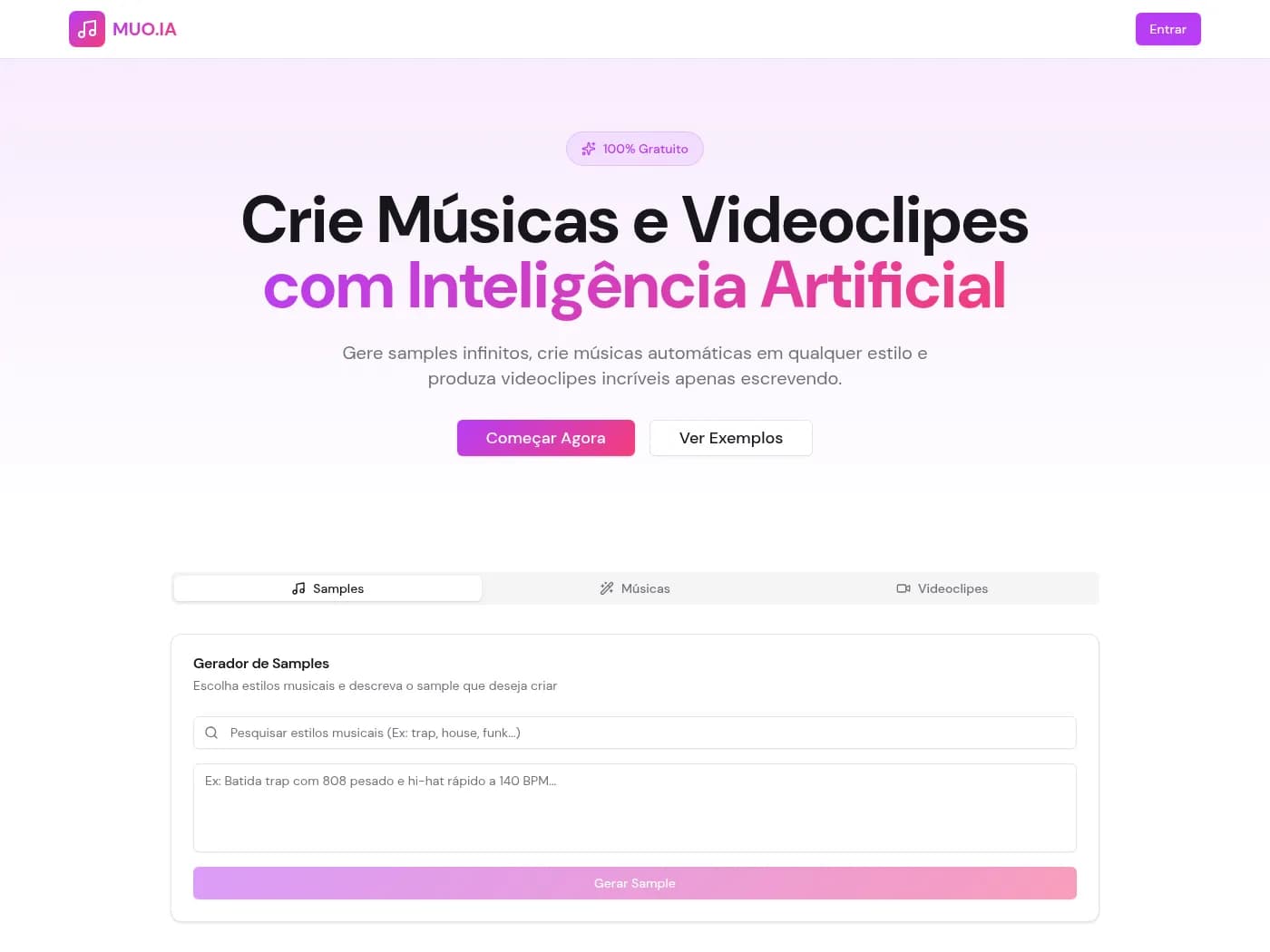 MUO.IA - Gerador de Samples, Músicas e Videoclipes com IA