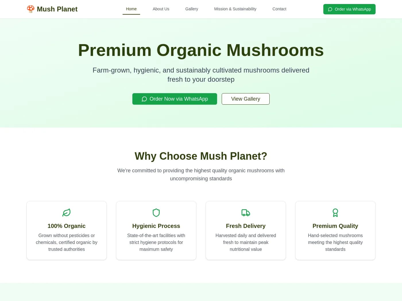 Mush Planet Organic Mushroom Store Website