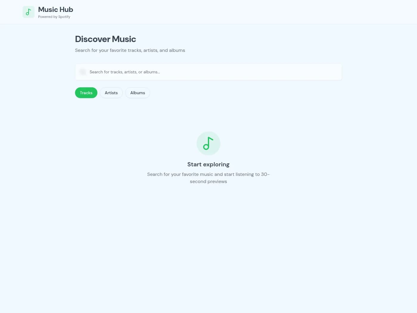 Music Hub - A Modern Spotify Search & Playback Web App