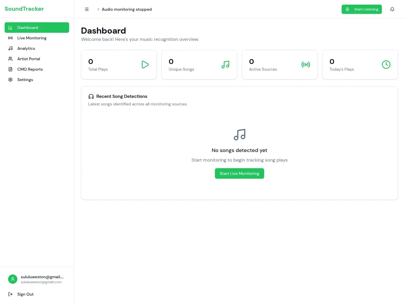 Music Play Recognition and Analytics Platform for Artists & Broadcasters