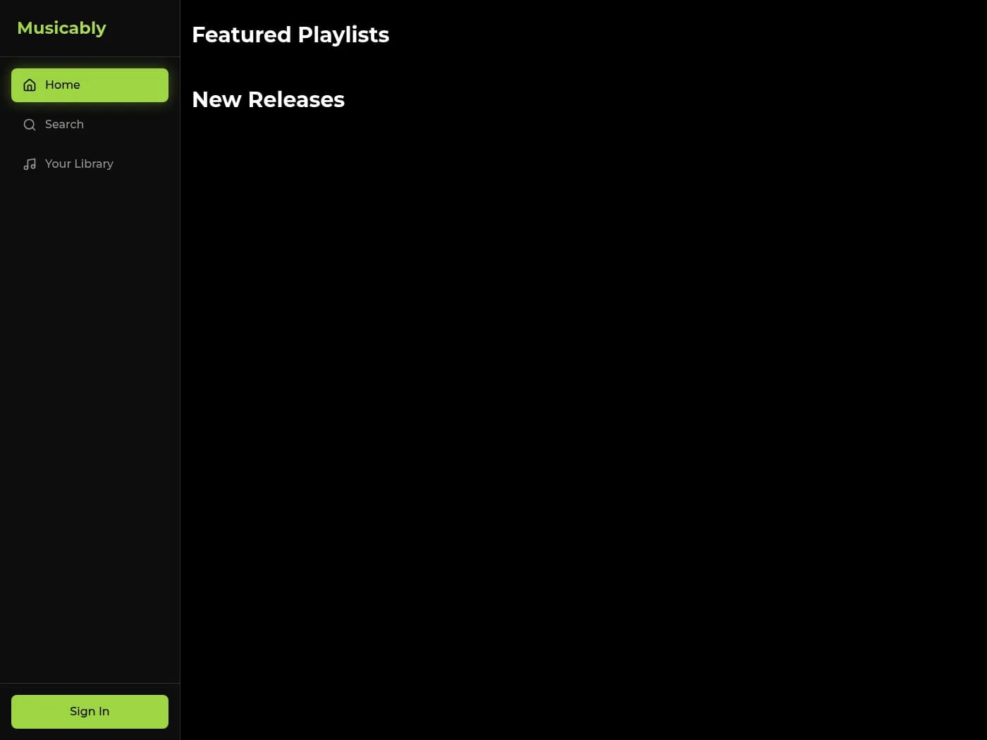 Musicably – Neon-Themed Modern Music Streaming Website