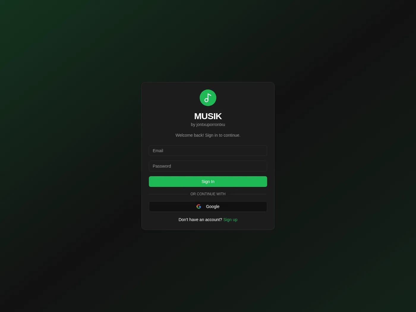 MUSIK by jontxuporrontxu: Personalized Spotify-Like Music Streaming Platform