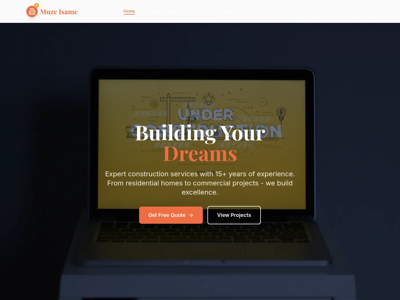 Muze Isame Construction Website with Unique Animations