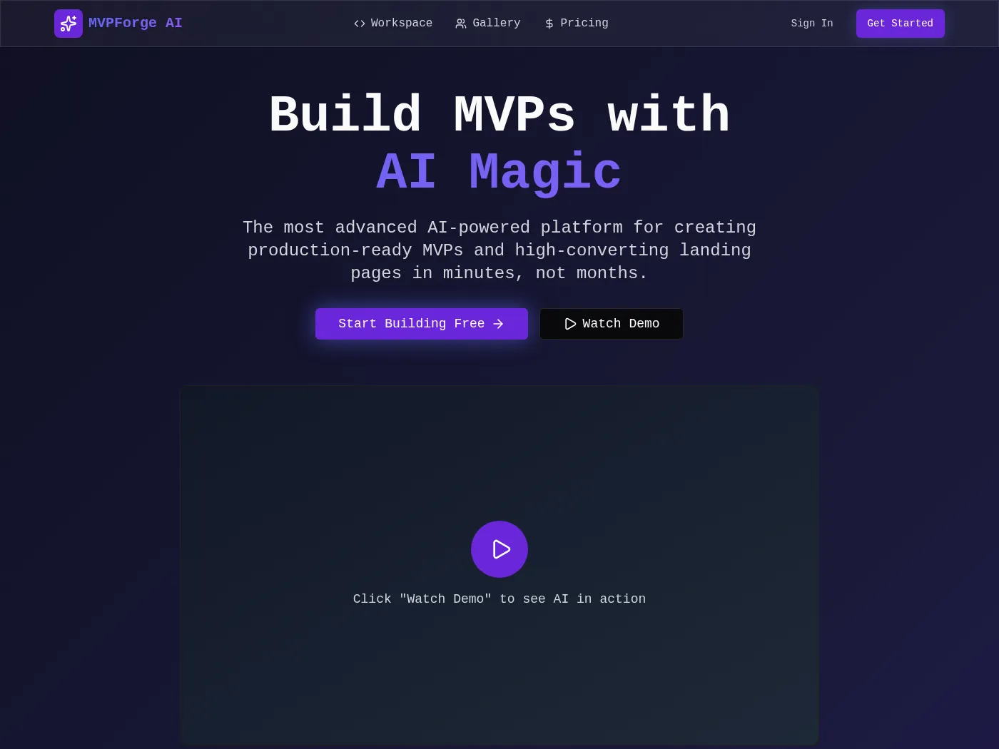 MVPForge AI: The Ultimate AI-Powered MVP & Landing Page Builder