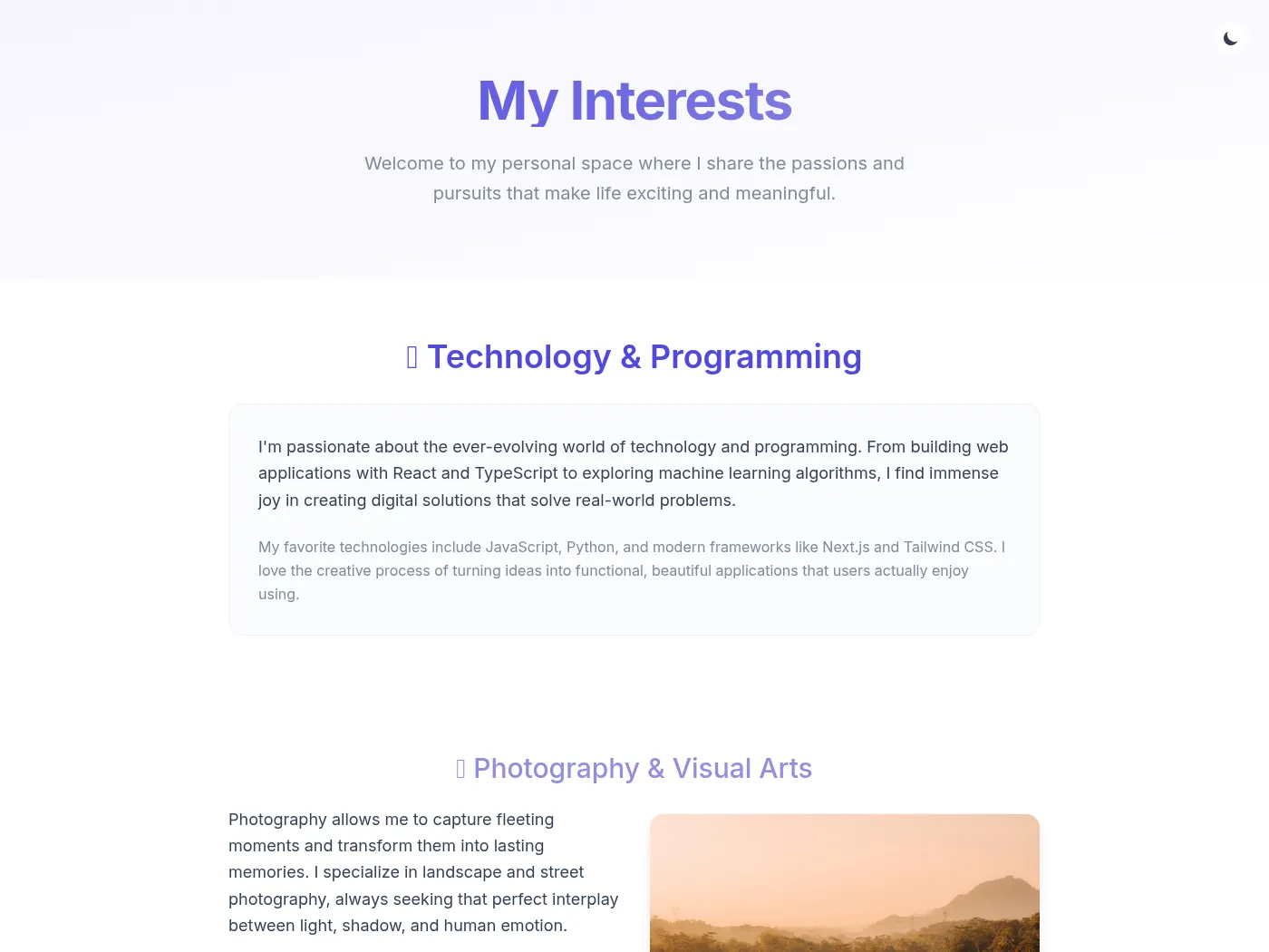 My Interests Web Page