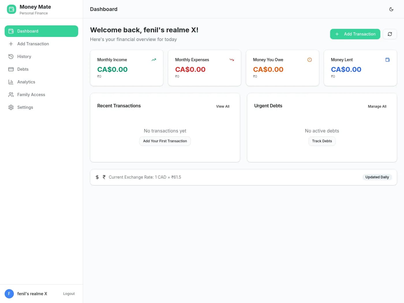 My Money Mate - Personal Finance Tracker