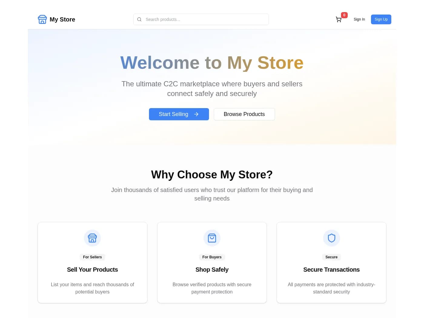 My Store: Full-Stack C2C Online Marketplace Website