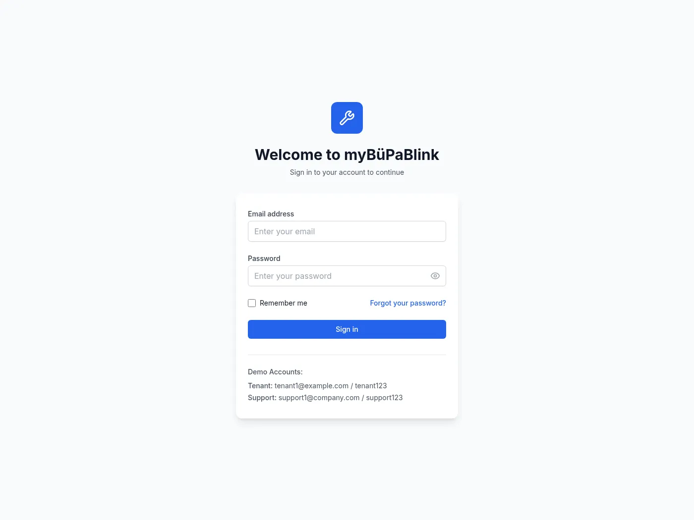 myBüPaBlink Dual Tenant Portal System