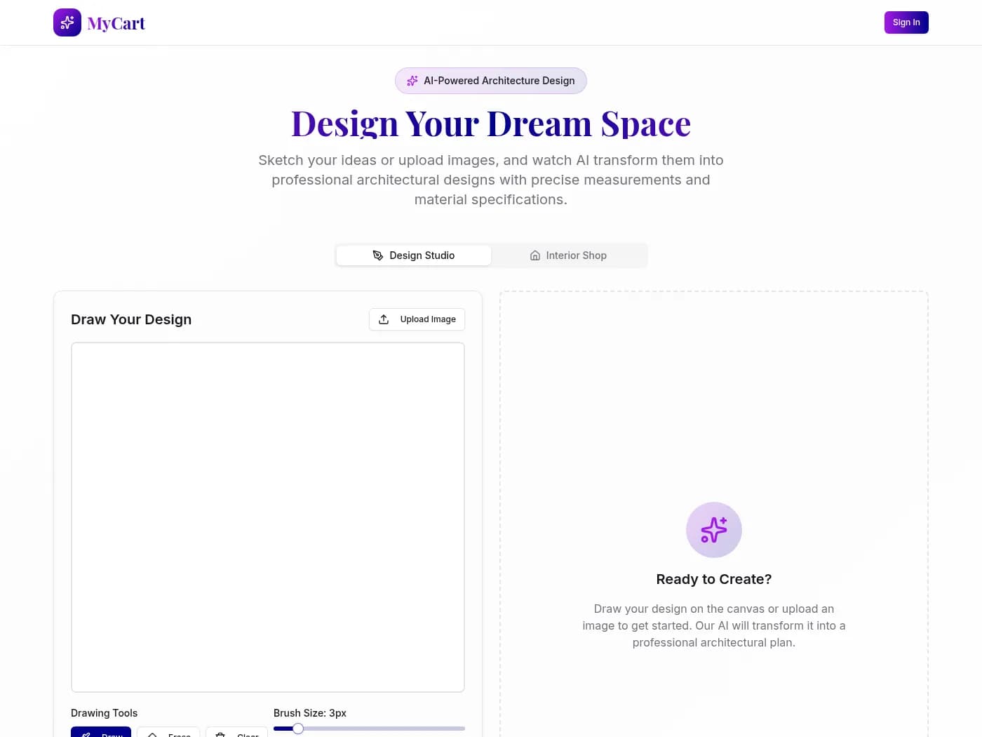 MyCart AI Architect: Instant AI-Powered Design, Drafting & Interactive Interiors