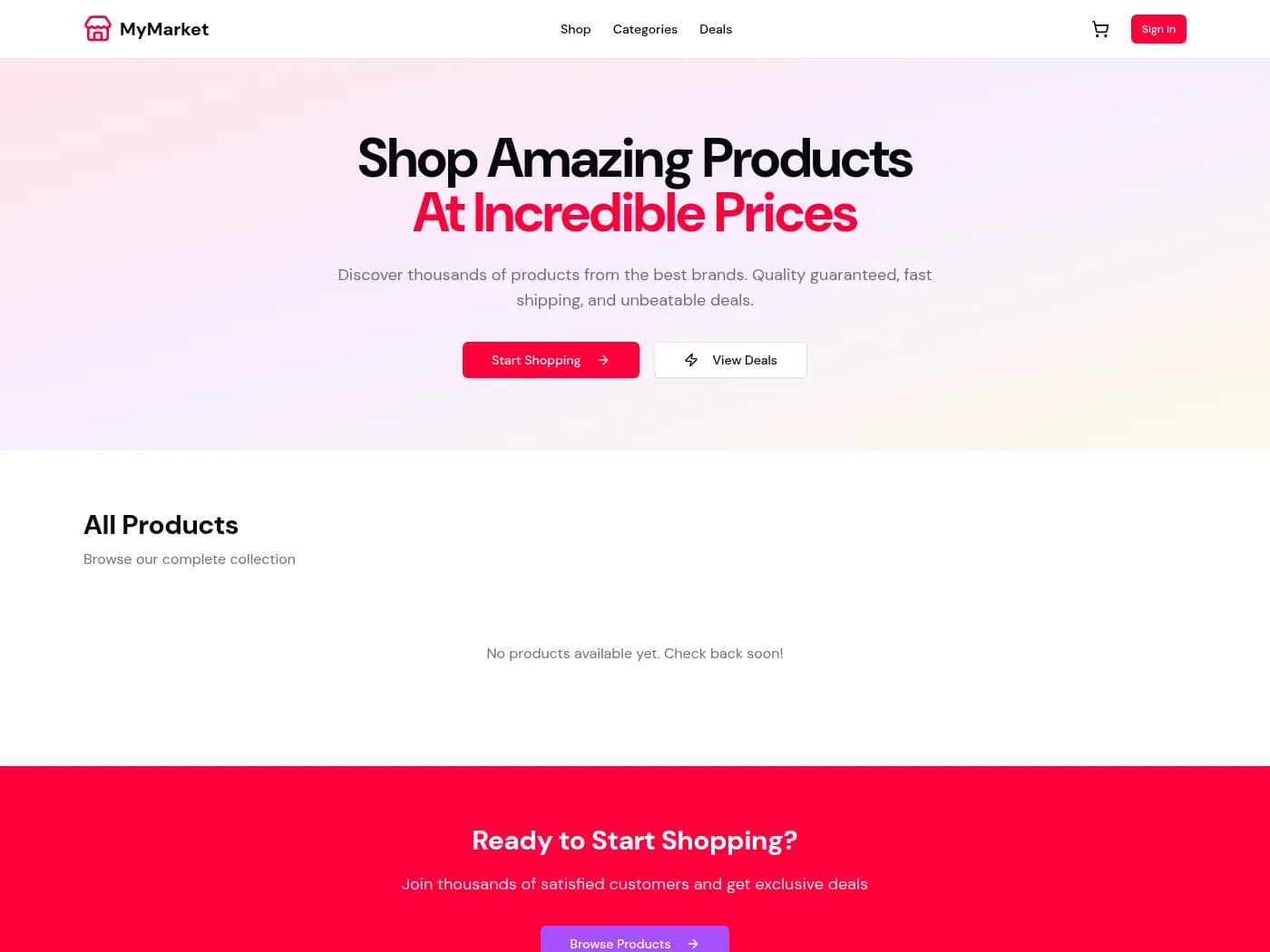 MyMarket: Personal E-Commerce PWA with Admin Dashboard