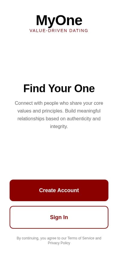 MyOne – Core Values Driven Dating App